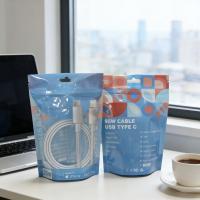 China Gravure Printing Custom Full Dimensional Digital Charging Cables Aluminum Foil Laminated Mylar Bag Window Speakers Packaging for sale