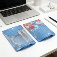 China Gravure Printing Custom Full Dimensional Digital Charging Cables Aluminum Foil Laminated Mylar Bag Window Speakers Packaging for sale