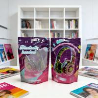 China Custom Order Stand-up Zipper Bag Containing Embossed UV Ziplock Laminated Holographic Mylar Bag Packaging USB Headphone for sale