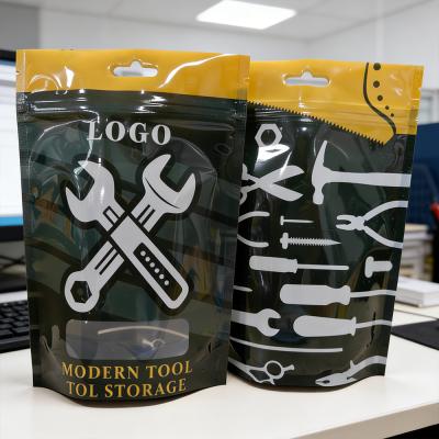China Aluminum Material Structure Zipper Top Packaging Composite Bag Featuring Logo UV Hot Stamping Holographic Mylar Bag Window for sale