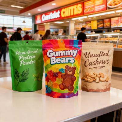 China Zipper Lock Packaging Bags Custom Printing Various Flavored Snack Food Packaging Bags CMYK Holographic Logo UV Mylar Bag for sale