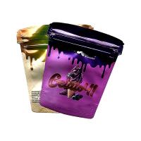 China Custom Size Accepted UV Printed Holographic Die Cut Mylar Stand Up Pouch Zipper Lock Resealable Plastic Bag Smell Proof for sale