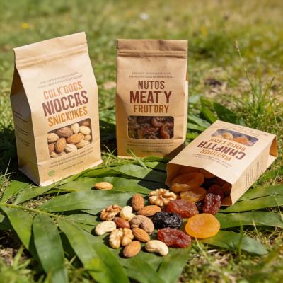 China Custom Order Food Industrial Kraft Paper Bag Ziplock Packaging Moisture Proof Food Grade Oil Resistant for Nuts Baked Goods for sale