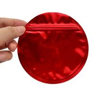 China Gravure Printing Customized Zipper Bag Biodegradable Food Packaging Bag Smell Proof Round Golden Aluminum Bag Die cut Shaped 3.5g for sale