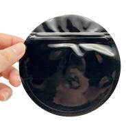 China Gravure Printing Customized Zipper Bag Biodegradable Food Packaging Bag Smell Proof Round Golden Aluminum Bag Die cut Shaped 3.5g for sale