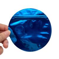 China Gravure Printing Customized Zipper Bag Biodegradable Food Packaging Bag Smell Proof Round Golden Aluminum Bag Die cut Shaped 3.5g for sale