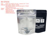 China Custom Order 35g Black Plain Matte Mylar Bag Child Proof Zipper One Side Transparent Flower Packaging PET VMPET PE Material for sale