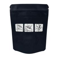 China Custom Order 35g Black Plain Matte Mylar Bag Child Proof Zipper One Side Transparent Flower Packaging PET VMPET PE Material for sale