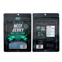 China Food Industrial Recyclable Customized Bag with Zipper Smell Proof 3.5g Stand Up Pouch Packaging Air Dried Beef Jerky Snack for sale