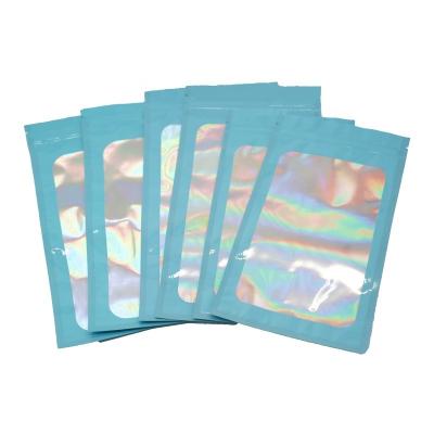 China Zipper Top Custom Die Cut Plastic Mylar Bags Small Resealable Smell Proof Packaging Bag Holographic Design Accepted Logo for sale