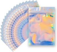 China Zipper Top Custom Die Cut Plastic Mylar Bags Small Resealable Smell Proof Packaging Bag Holographic Design Accepted Logo for sale