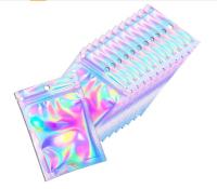 China Zipper Bag Custom Size Accepted Mylar Holographic Foil Bags Clear Window Food Storage Packaging Pouch Smell Proof Plastic for sale