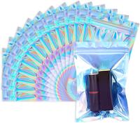 China Zipper Bag Custom Size Accepted Mylar Holographic Foil Bags Clear Window Food Storage Packaging Pouch Smell Proof Plastic for sale