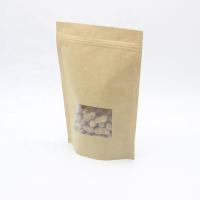 China Customized Color Kraft Paper Stand Up Snack Packing Zipper Pouch Bags Matte Window Tear Notch Black Color Resealable Food for sale