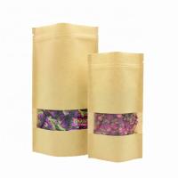 China Customized Color Kraft Paper Stand Up Snack Packing Zipper Pouch Bags Matte Window Tear Notch Black Color Resealable Food for sale