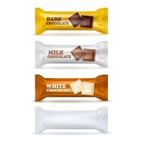 China Chocolate Custom Heat Seal Mylar Bag Back Side Seal Candy Nut Protein Energy Mushroom Bar Chocolate Food Wrapper Packaging for sale