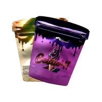 China Food Grade Material Reusable Ziplock Plastic Bag Custom Logo Print 3.5g Holographic Die Cut Shape Mylar Pouch Food Packaging for sale