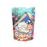 China Customized Color Child Resistant Heat Sealed Die Cut Bag 3.5 Grams Snacks Candy Self Sealing Zipper PE Plastic Flower Packaging Salad Bags for sale
