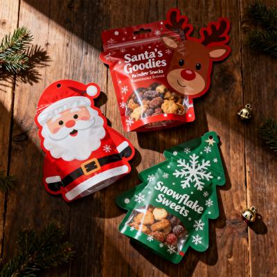 China Stand Up Pouch Custom Order Matte Zipper Bag Food Packaging 3.5g Shape Diecut Christmas Element Diecut Packaging Pouches for sale