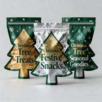 China Stand Up Pouch Custom Order Matte Zipper Bag Food Packaging 3.5g Shape Diecut Christmas Element Diecut Packaging Pouches for sale