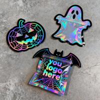 China Zipper Lock Custom Printed Die Cut Food Packaging Plastic Bag With Logo Halloween Candy Cookie Packaging 3.5g Holographic Mylar Shape Bag for sale