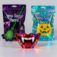 China Gravure Printing Zipper Lock Custom Printed Diecut Mylar Bag Spout UV Standup Pouch Candy Biscuit Shape Plastic Bag Window for sale