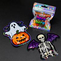 China Gravure Printing Zipper Lock Custom Printed Diecut Mylar Bag Spout UV Standup Pouch Candy Biscuit Shape Plastic Bag Window for sale