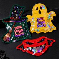 China Food Grade Personalized Custom Printed Shaped Flower Bag Smell Proof 3.5g Holographic Mylar Bag Biodegradable Candy Nut Die Cut Plastic Bag Hamburger for sale
