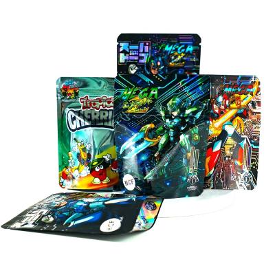 China Zipper Lock Customized 3.5 Gram 7g Hologram Packaging Bags with Gravure Printing Child Resistant Mylar Bags Flower Package for sale