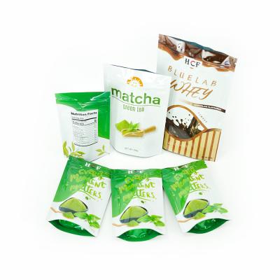 China Gravure Printing Food Industrial Biodegradable Zipper Bags Smell Proof Stand Pouch 3.5g Portions 1Kg Whey Protein Packaging for sale