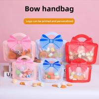 China Zipper Bag Mopp PET PE Custom Logo Printed Bow Tote Packaging Baby Food Baked Biscuit Snack Gift Plastic Storage Bag for sale