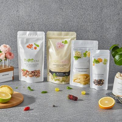China PE AL Custom Printed Biodegradable Mylar Zipper Flat Bottom Stand Bag Food Grade Plastic Packaging Nuts Candy Spot UV Logo for sale