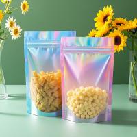 China Snack Custom Pack Packaging PE Plastic Dry Food Bags Food Grade UV Spot Zipper Stand Pouch Holographic Mylar Lining Window for sale