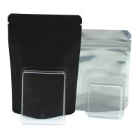 China Zipper Top Sealing Handle Custom Logo Plastic Tray Mylar Bag Window Stand Food Packaging Biodegradable Holographic Zipper Bag for sale