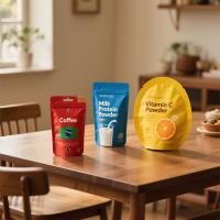 China Stand Up Pouch Zipper Lock Printing Food Grade Packaging Plastic Bag Concentrate Whey Protein Healthy Meal Pouch Window for sale