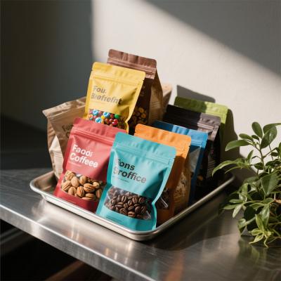 China Biodegradable Food Packaging Plastic Bag Custom Logo Stand up Pouch Food Bag Proof Holographic Mylar Bag with Window for sale