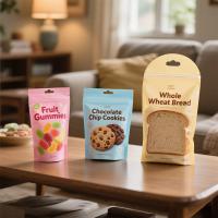 China Biodegradable Custom Size Food Packaging Stand Pouch Holographic Mylar Bag Multi Flavor Bread Biscuits Candy Plastic Bag for sale