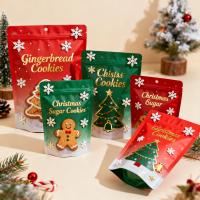 China Food Grade Industrial Christmas Theme Snack Packaging Bags Smell Proof Biodegradable Candy Biscuit Plastic Bags with Window for sale