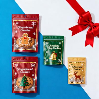 China Gravure Printing Zipper Top Personalized Plastic Bags Mylar Packaging Christmas Flavor Biscuit Candy Snack Packaging for sale