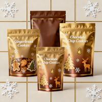 China Gravure Printing Zipper Top Personalized Plastic Bags Mylar Packaging Christmas Flavor Biscuit Candy Snack Packaging for sale