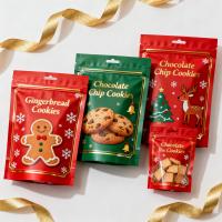 China Gravure Printing Zipper Top Personalized Plastic Bags Mylar Packaging Christmas Flavor Biscuit Candy Snack Packaging for sale