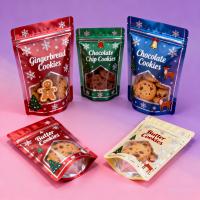 China Food Grade Plastic Bag Custom Logo Printing CMYK Color Christmas Elements Hot Stamping Packaging Hamburger Candies Biscuits for sale