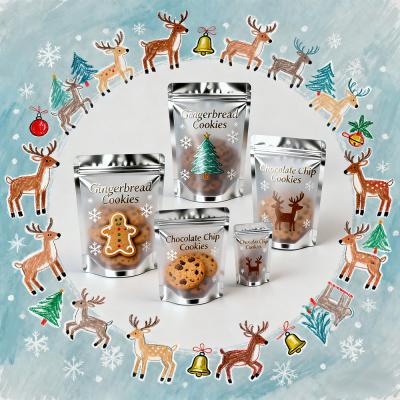 China Zipper Top Sealing Printed Christmas Patterns Food Packaging Bag Plastic Mylar Bag Biscuit Candy Snack PET AL PE Material Logo for sale