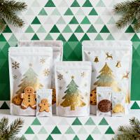 China Zipper Top Sealing Printed Christmas Patterns Food Packaging Bag Plastic Mylar Bag Biscuit Candy Snack PET AL PE Material Logo for sale