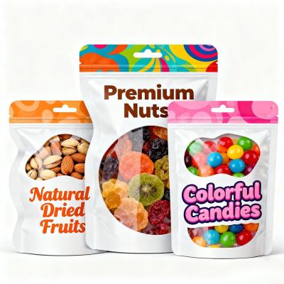 China Customized Logo Printing Matte Biodegradable Zipper Top Food Snack Bag Smellproof Aluminum Foil Bag Transparent Window for sale