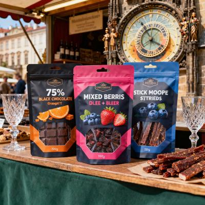 China Custom Order Plastic PE Printed Packaging Plastic Bag Snack Bag Food Grade Resealable Packaging Nuts Candy Dried Meat Mylar Bag Hanging Hole for sale