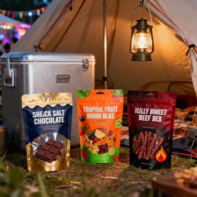 China Food Industrial Custom Order PE Laminated Plastic Snack Bag Standpouch Packaging Hanginghole Flavor Dried Fruit Oat Powder for sale