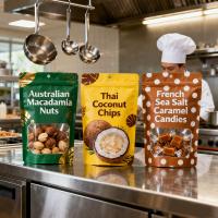 China Food Industrial Custom Order PE Laminated Plastic Snack Bag Standpouch Packaging Hanginghole Flavor Dried Fruit Oat Powder for sale