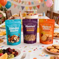 China Pad Printing Customized Logo Reclosable Zipper Stand Up Pouch Smell Proof Plastic Bag for Gummy Bear Protein Powder Cereal Dry Food for sale