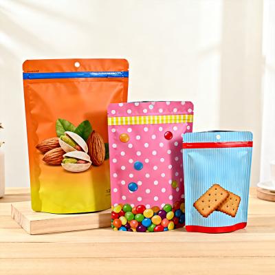 China PE Plastic Custom Printed Biodegradable Ziplock Bags Food Packaging Smell Proof Aluminum Foil Pouch Matte Stand Up Bag Window for sale